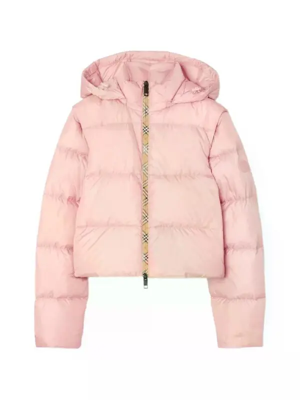 Burberry Check Trim Ambleside Puffer Jacket - Pink