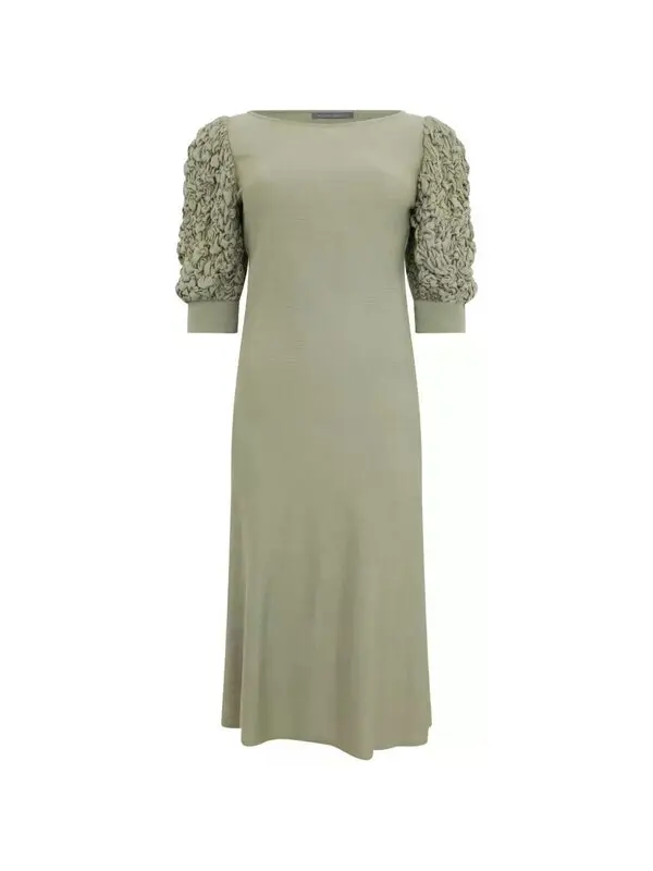 Alberta Ferretti Puff-sleeve Midi Dress