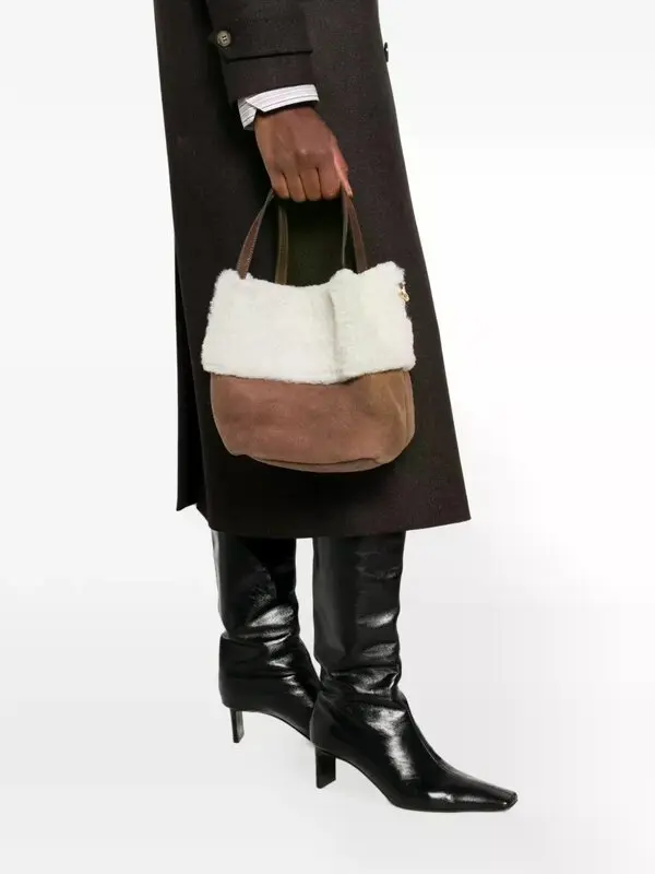 MANZONI 24 Shearling Trim Tote Bag