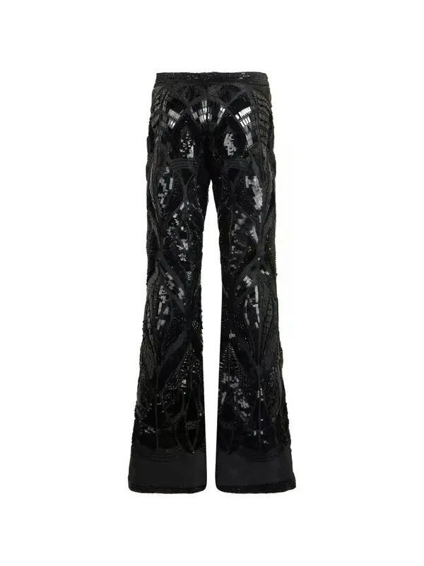Alberta Ferretti Sequin-embellished Decorative-pattern Palazzo Pants