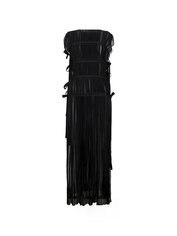 Alberta Ferretti Silk Bow Detail Maxi Dress