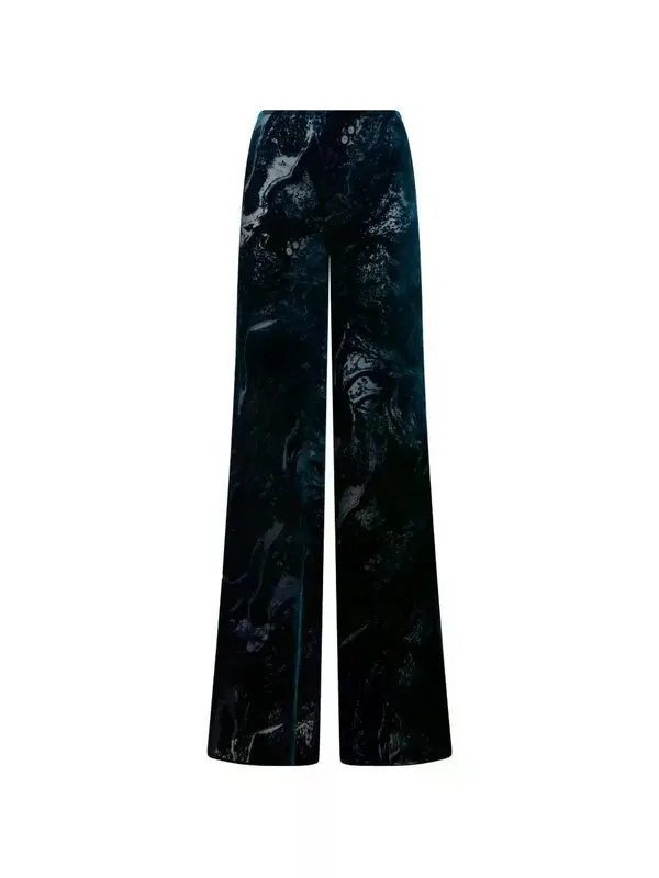 Alberta Ferretti Abstract Print Palazzo Pants - Blue