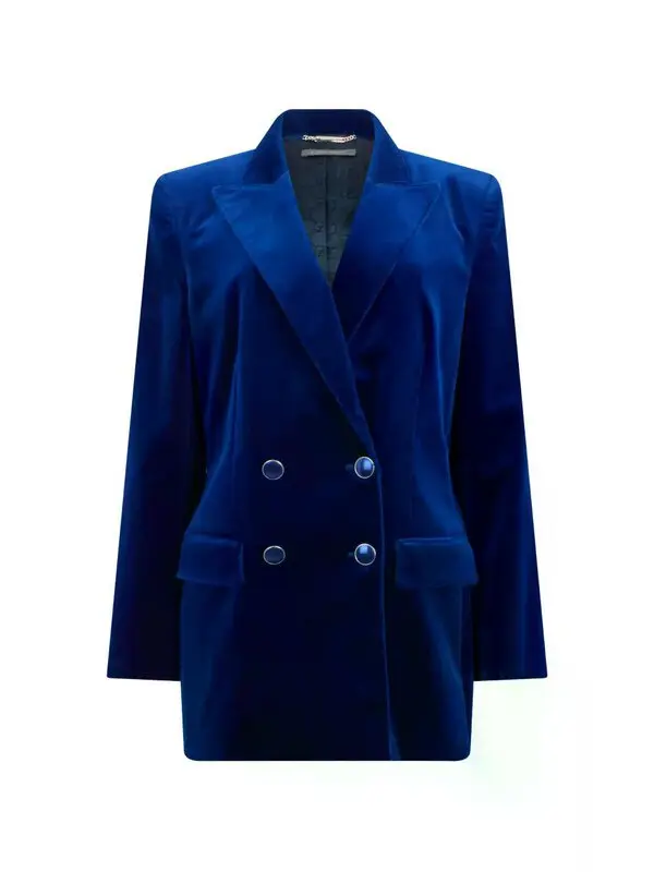 Alberta Ferretti Double-breasted Velvet Blazer