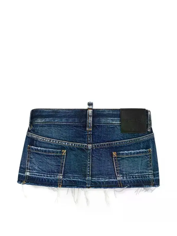 Dsquared2 Distressed Denim Mini Skirt With Raw-cut Hem