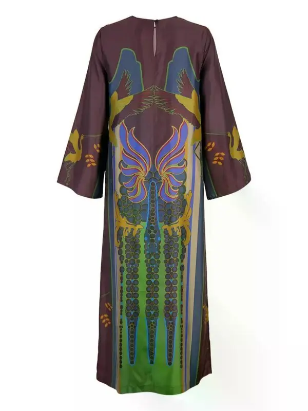 PAULA Crew Neck Printed Silk Dress