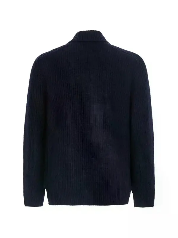 Tagliatore Ribbed-knit Zip-up Cardigan