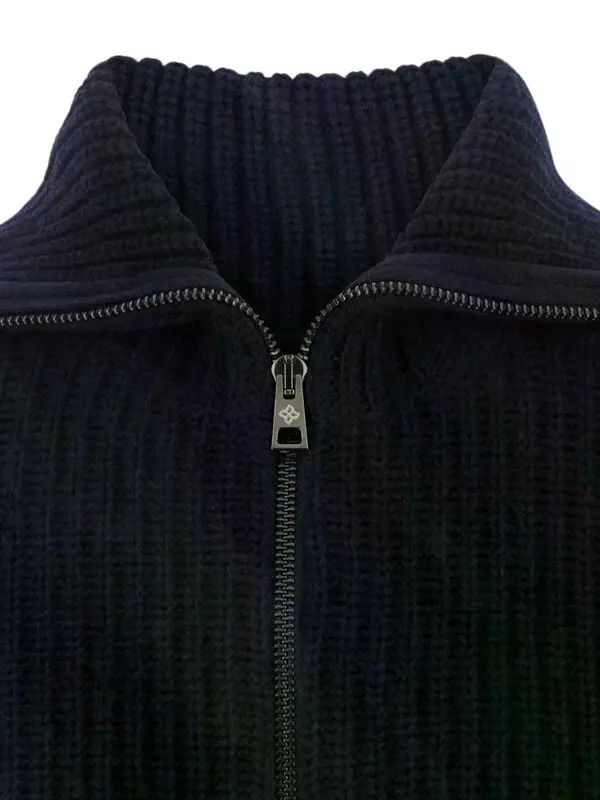 Tagliatore Ribbed-knit Zip-up Cardigan