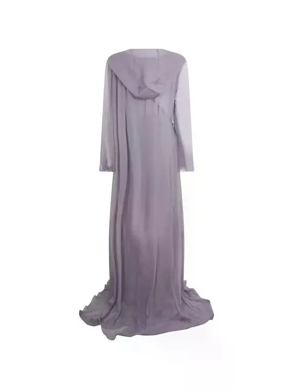 Alberta Ferretti Hooded Silk Maxi Dress - Purple
