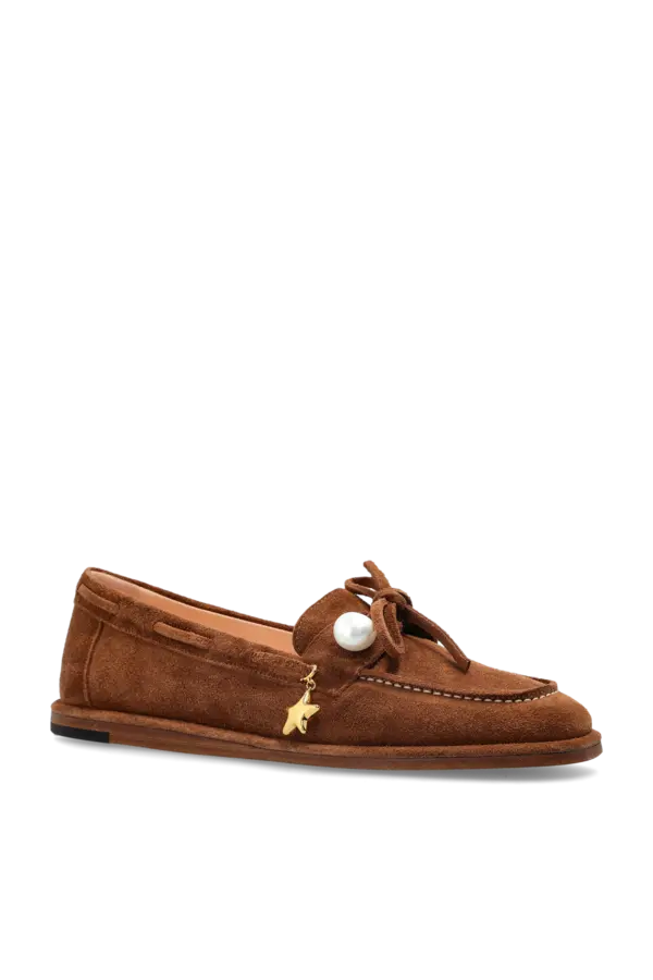 Agl Suede Loafers With Pearl And Star Charm