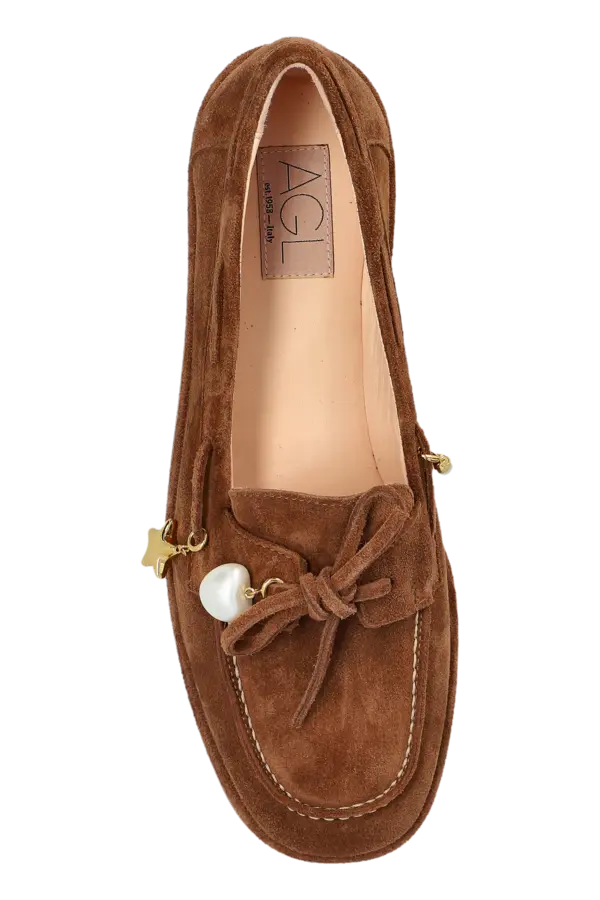 Agl Suede Loafers With Pearl And Star Charm