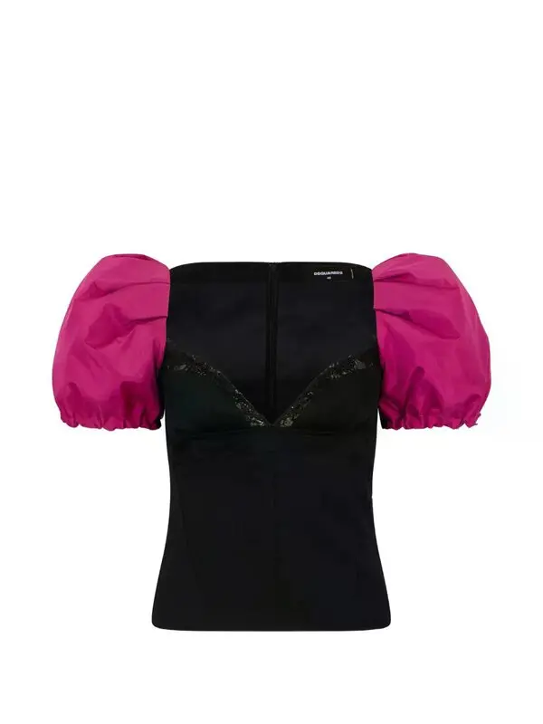 Dsquared2 Puff Sleeve Sweetheart Neck Top