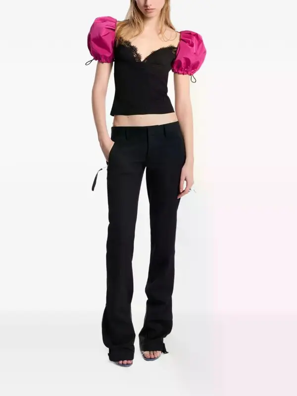 Dsquared2 Puff Sleeve Sweetheart Neck Top - Black