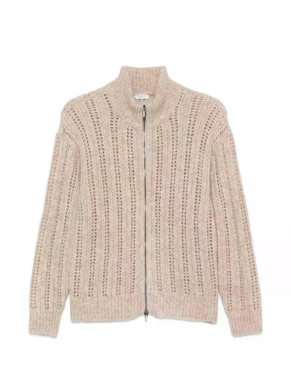 Peserico Open-knit Zip-up Cardigan - Neutrals