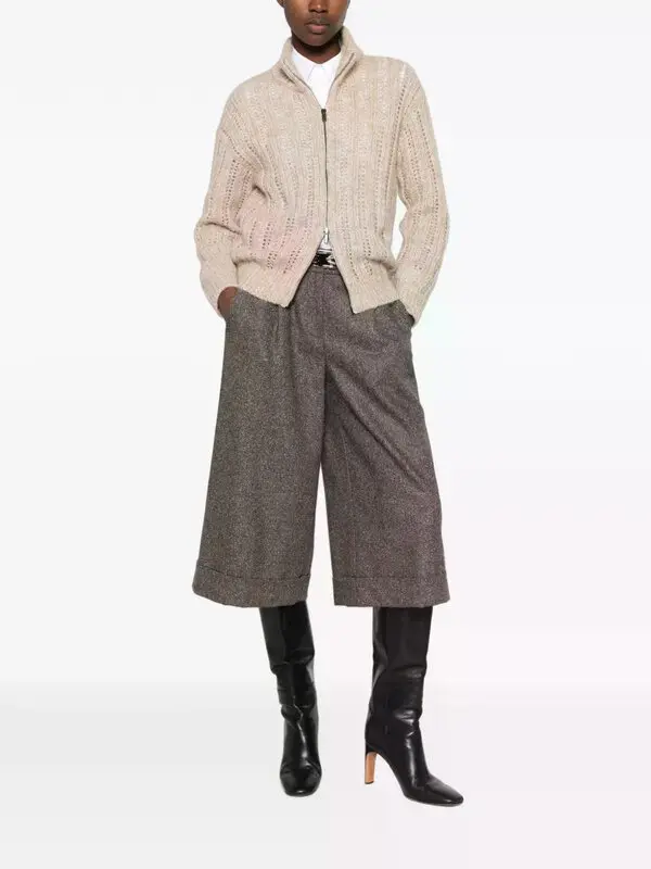 Peserico Open-knit Zip-up Cardigan - Neutrals