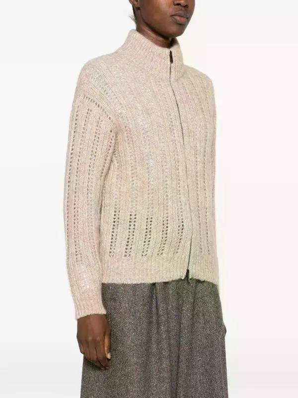 Peserico Open-knit Zip-up Cardigan - Neutrals