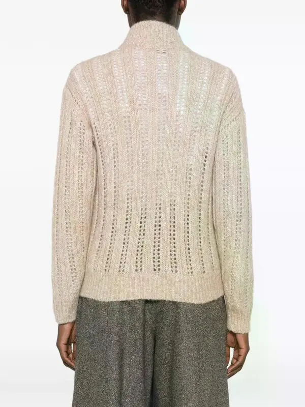 Peserico Open-knit Zip-up Cardigan - Neutrals