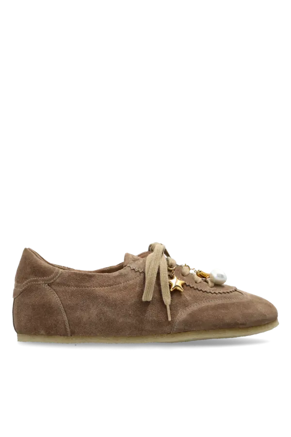 Agl Suede "hoola" Sneakers With Decorative Laces - Brown
