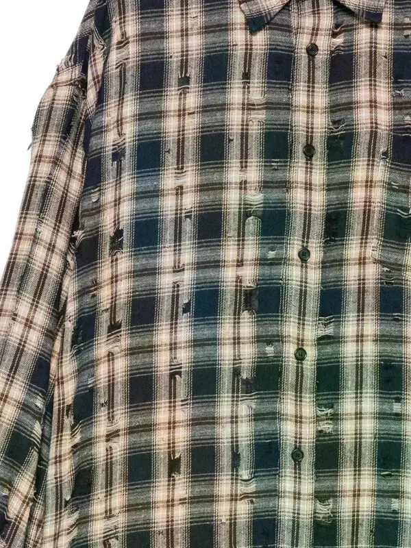JUUN.J Distressed Check-pattern Shirt