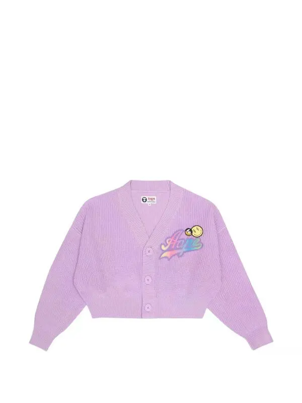 AAPE BY *A BATHING APE Logo-patch Cropped Cardigan - Purple