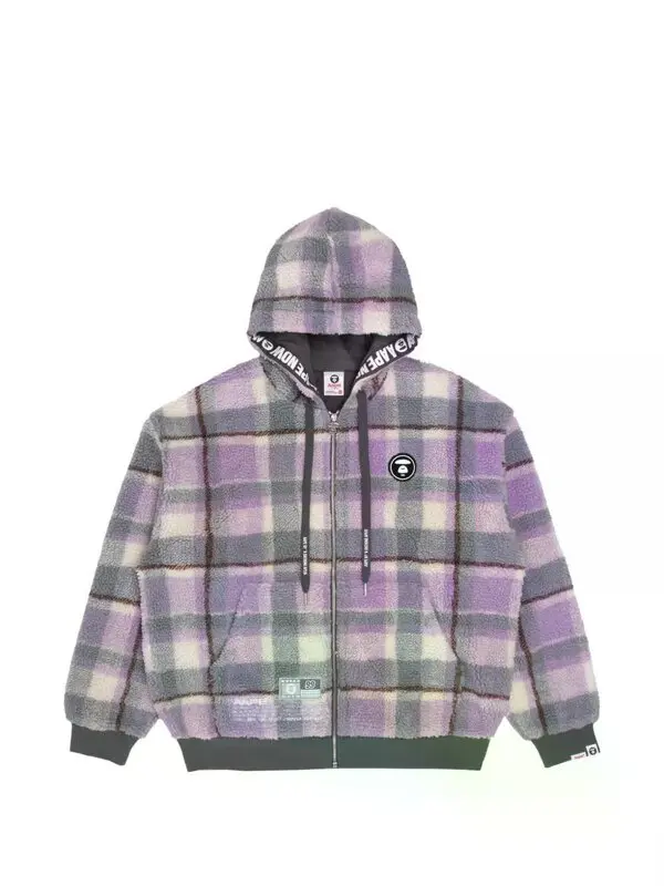 AAPE BY *A BATHING APE Moonface Plaid Fleece Hoodie - Purple
