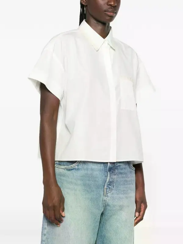 I BLUES Lace Trim Short Sleeve Shirt