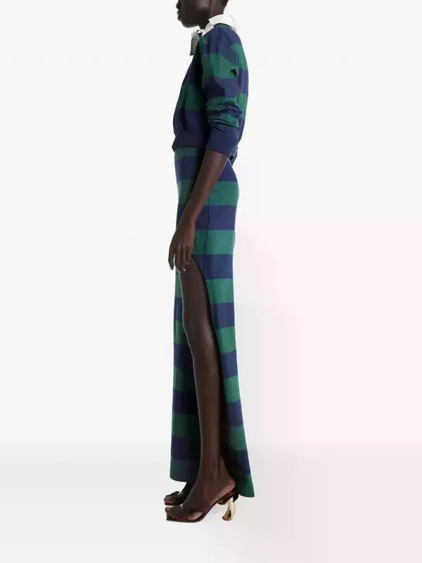 A.W.A.K.E. Mode Striped Cut-out Asymmetric Skirt