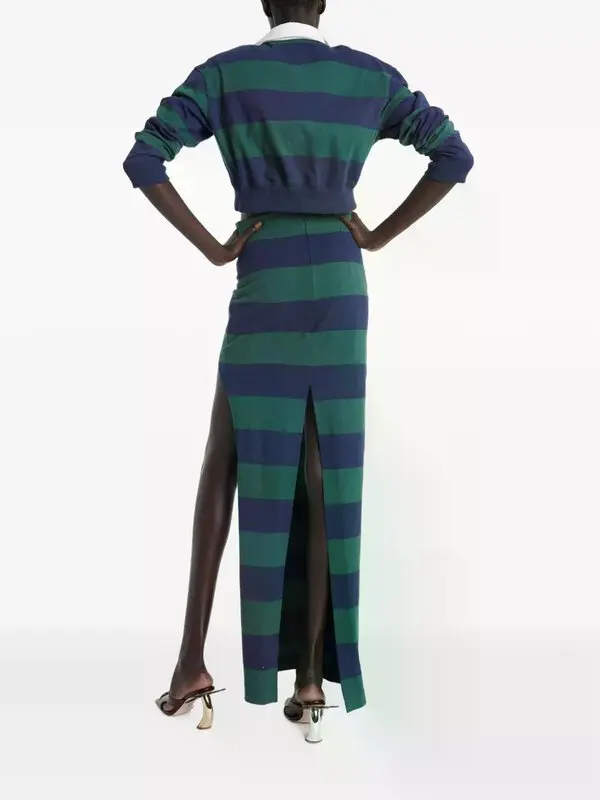 A.W.A.K.E. Mode Striped Cut-out Asymmetric Skirt