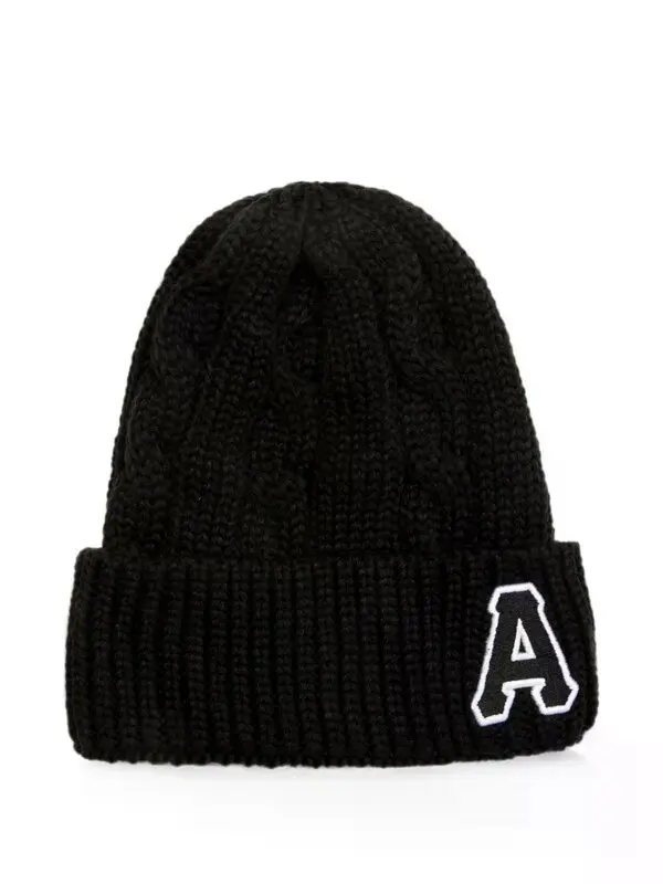 AAPE BY *A BATHING APE Cable-knit Logo-patch Beanie Hat
