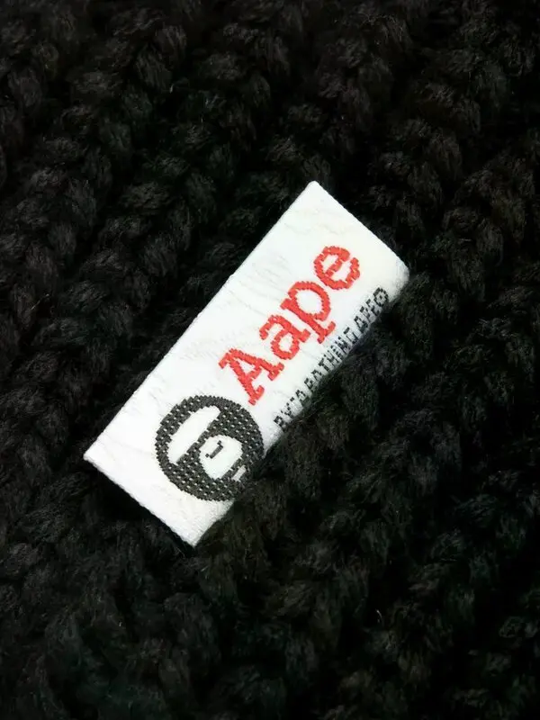 AAPE BY *A BATHING APE Cable-knit Logo-patch Beanie Hat