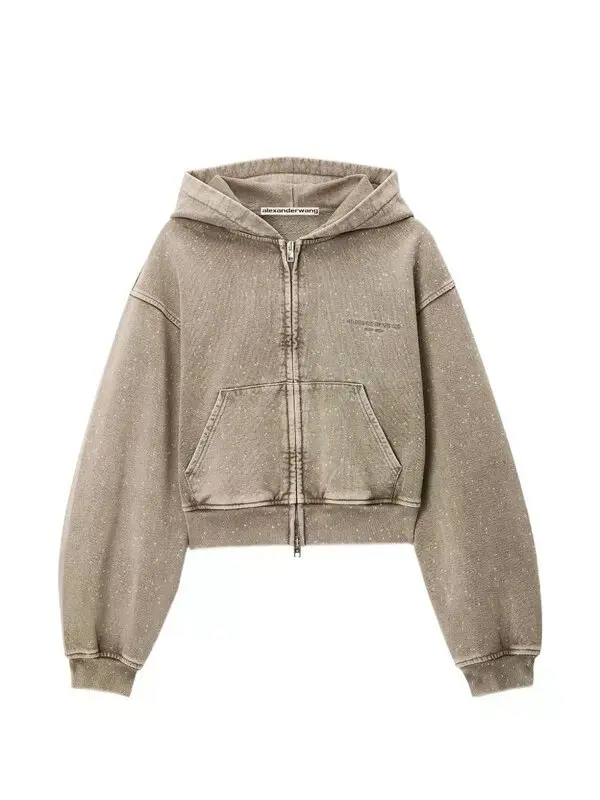 Alexander Wang Zip-up Hoodie With Allover Hotfix