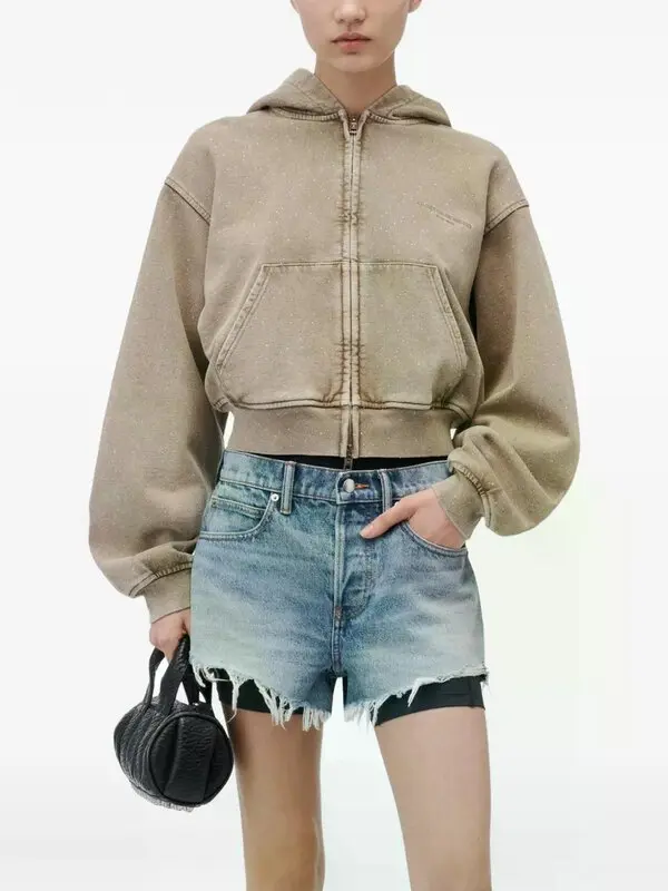 Alexander Wang Zip-up Hoodie With Allover Hotfix