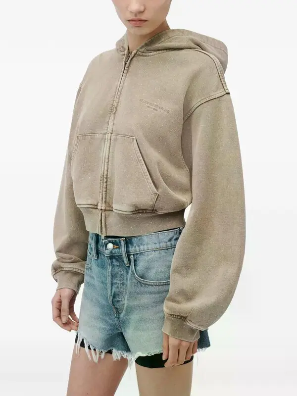 Alexander Wang Zip-up Hoodie With Allover Hotfix