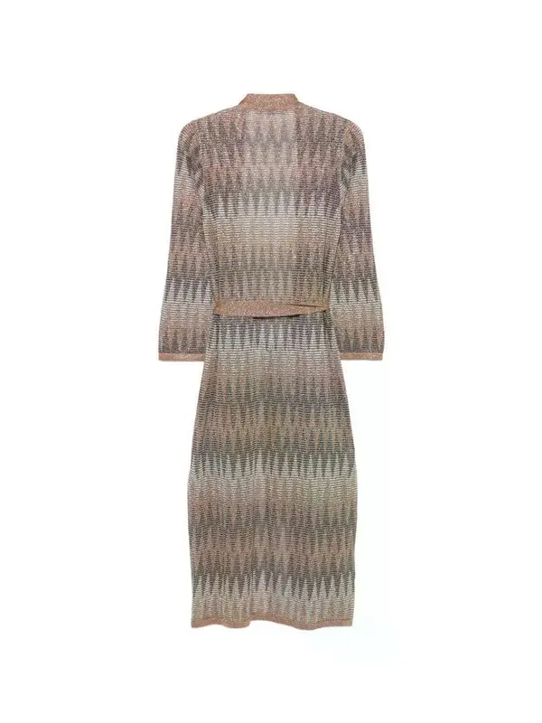 D.exterior Geometric-pattern Belted Cardigan
