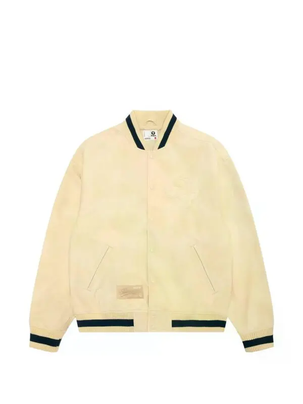 AAPE BY *A BATHING APE Bomber Jacket With Striped Collar, Hem, And Cuffs - Neutrals