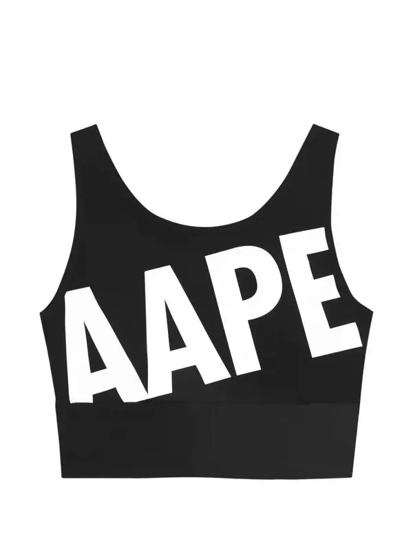 AAPE BY *A BATHING APE Moonface Patch Logo-print Cropped Tank Top - Black