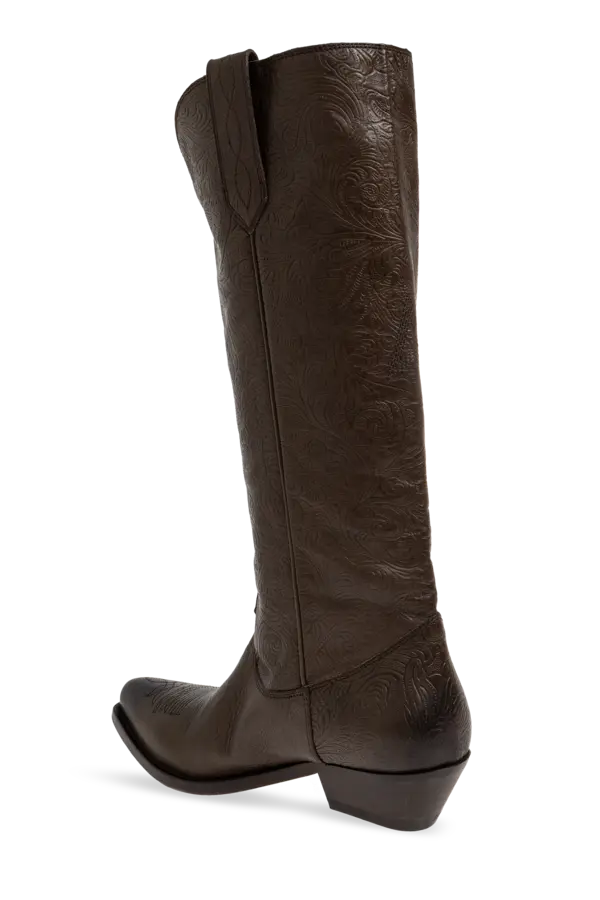 GOLDEN GOOSE Embossed Floral Knee-high Leather Boots