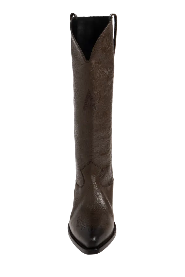 GOLDEN GOOSE Embossed Floral Knee-high Leather Boots