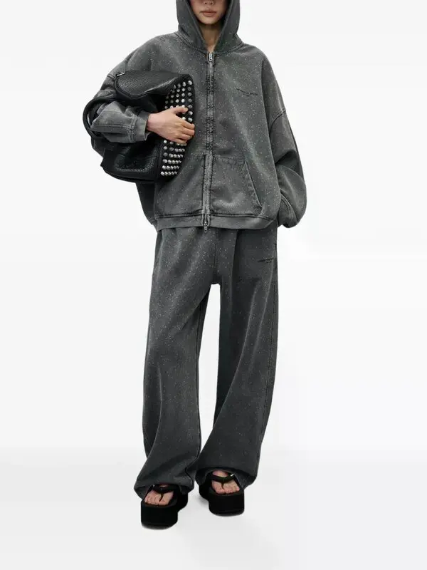Alexander Wang Mid-rise Sweatpants With All-over Hotfix Embellishment