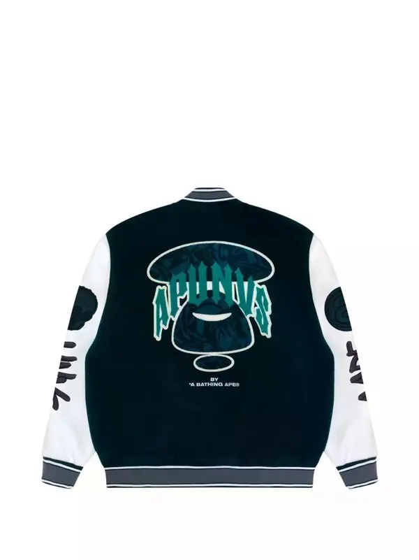 AAPE BY *A BATHING APE Embroidered Baseball Jacket - Blue