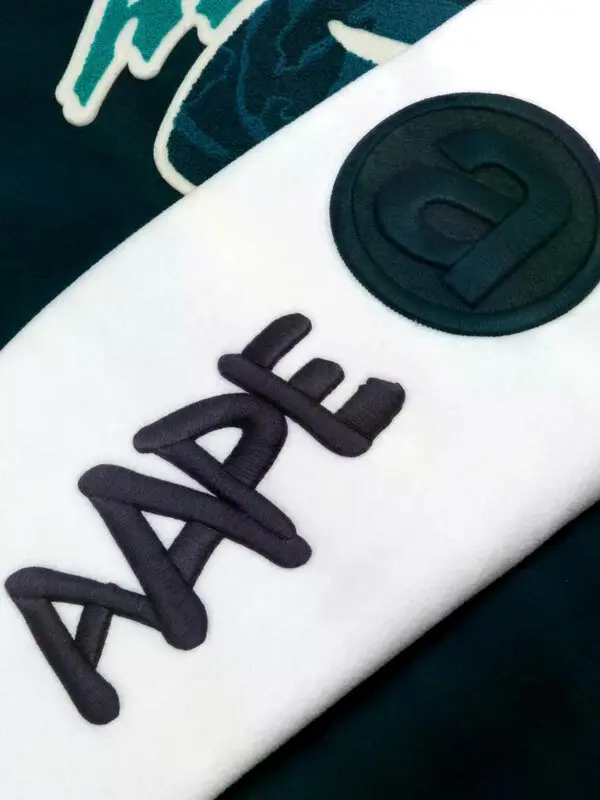 AAPE BY *A BATHING APE Embroidered Baseball Jacket - Blue