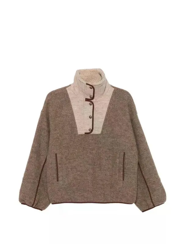 SESSUN Contrast Panel Press-stud Jacket - Brown