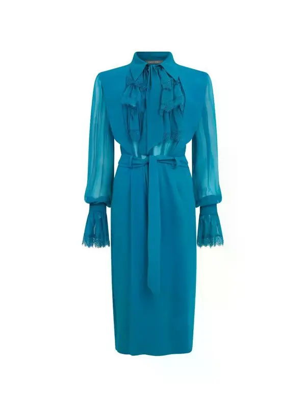 Alberta Ferretti Ruffled Midi Dress - Blue