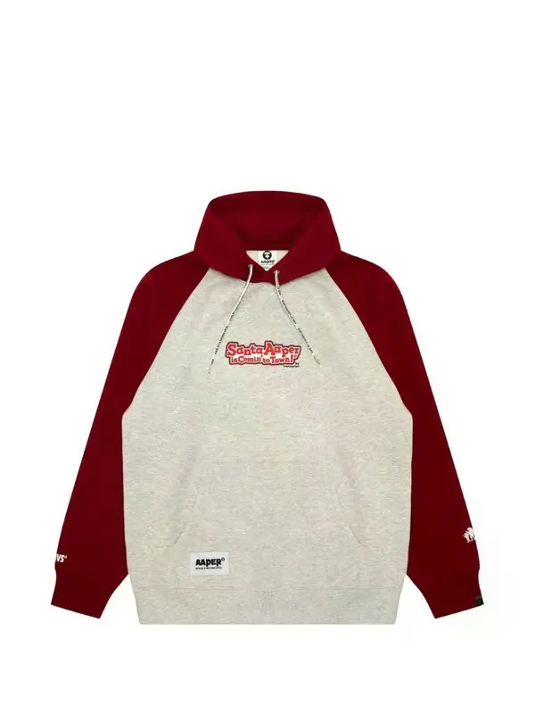 AAPE BY *A BATHING APE Happy Holidays Graphic-print Hoodie - Grey