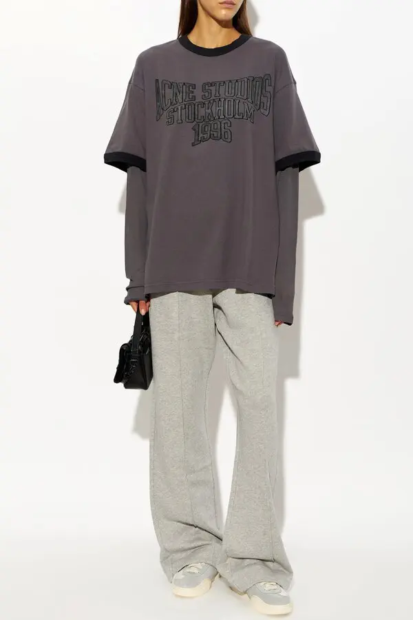 Acne Studios Paneled Suede And Leather Sneakers - Grey