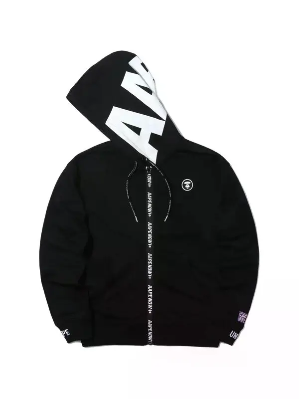 AAPE BY *A BATHING APE Logo-patch Zip-up Hoodie - Black