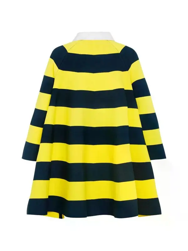 A.W.A.K.E. Mode Striped Asymmetric Collar Mini Dress