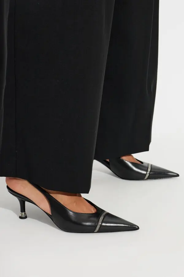 Alexander Wang Leather Pointed Toe Slingback Kitten Heel Shoes