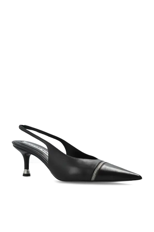 Alexander Wang Leather Pointed Toe Slingback Kitten Heel Shoes