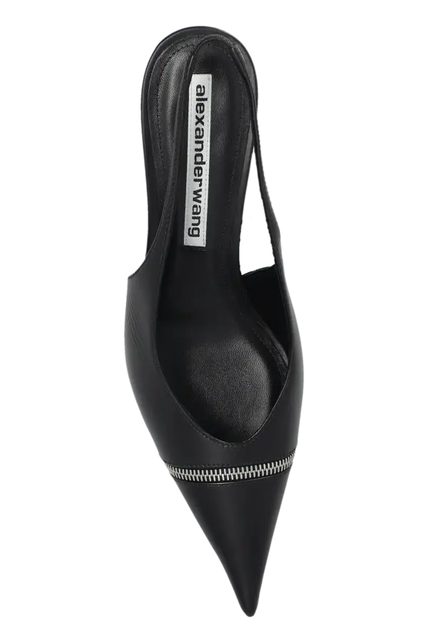 Alexander Wang Leather Pointed Toe Slingback Kitten Heel Shoes