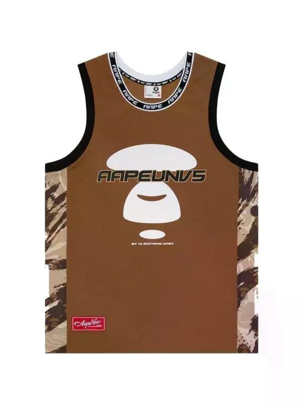 AAPE BY *A BATHING APE Moonface Camouflage-panel Tank Top - Brown